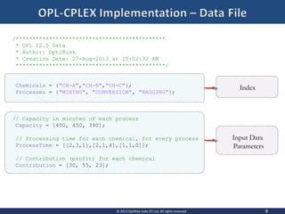 Product Mix Optimization Case Study - OPL/ CPLEX Code | PPT