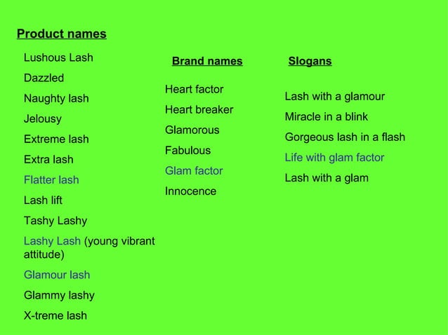 Product names ideas | PPT | Beauty | Style & Fashion