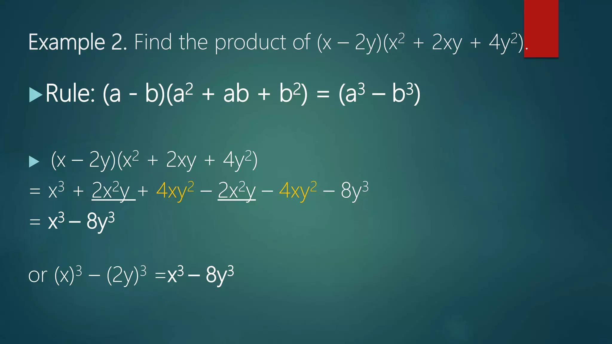 Product of a binomial and a trinomial involving | PPTX