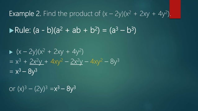 Product of a binomial and a trinomial involving | PPTX