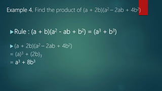 Product of a binomial and a trinomial involving | PPTX