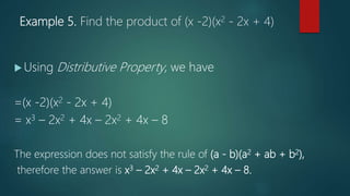 Product of a binomial and a trinomial involving | PPTX
