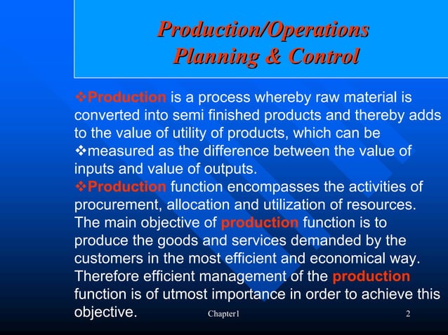 Product Operation Planning & Control | PDF