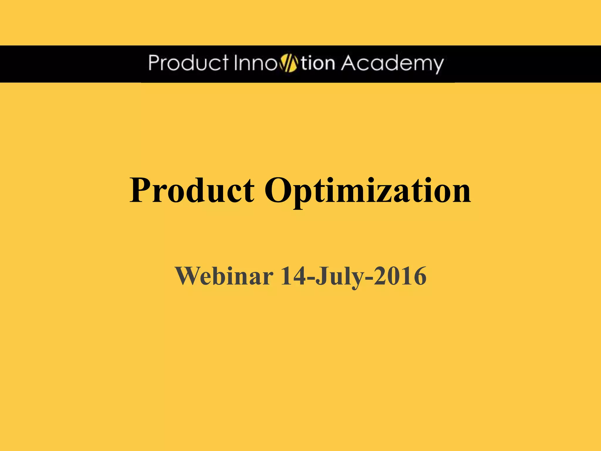 Webinar Product optimization | PPTX