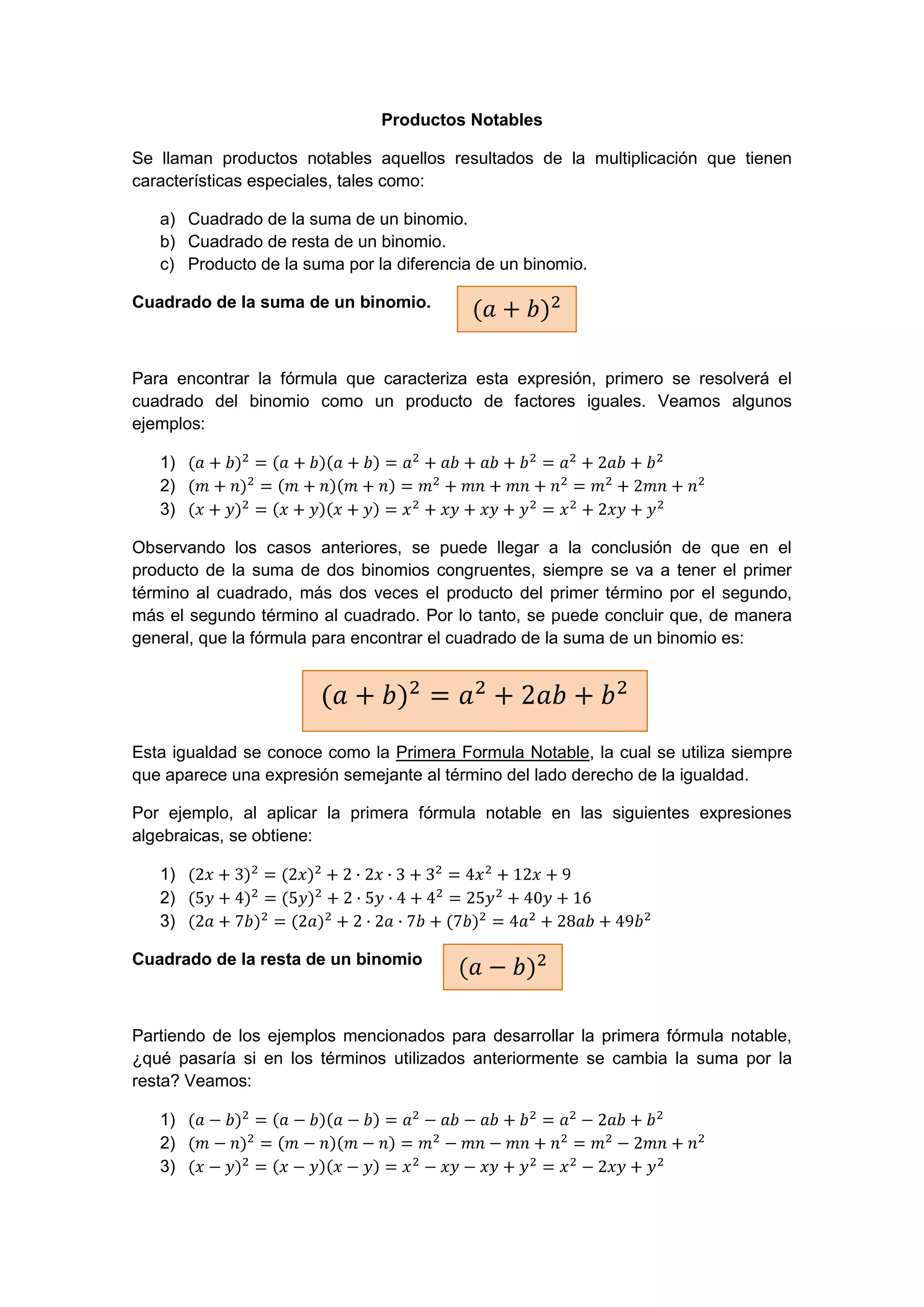 Productos notables | DOCX
