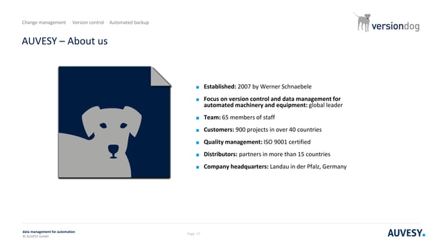 Overview: versiondog - the data management system for automation | PDF