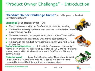 Product Owner Challenge game | PPTX
