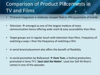 Product palcement in movies, tv shows, songs | PPTX