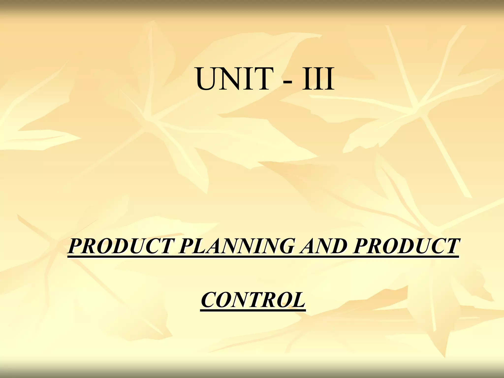 Product planning and product control | PPT