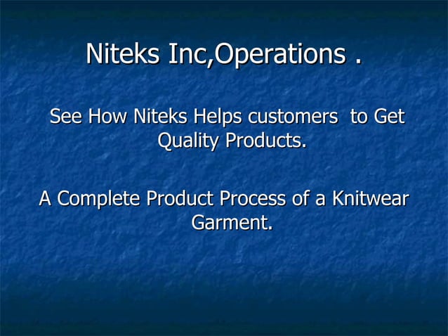 A Complete Product Process of a Knitwear Garment | PPT