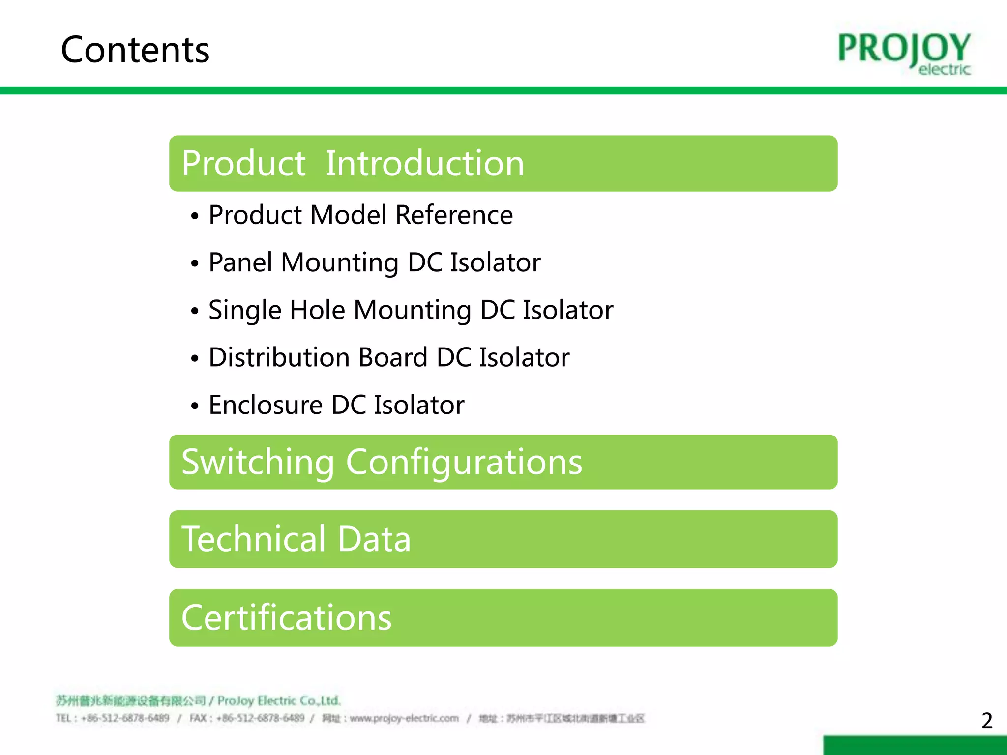 Projoy DC Isolator and DC Switch Product profolios | PDF