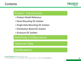 Projoy DC Isolator and DC Switch Product profolios | PDF