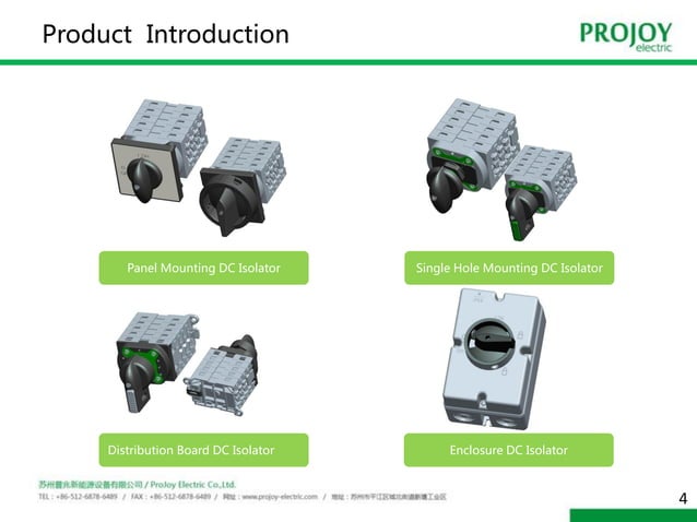 Projoy DC Isolator and DC Switch Product profolios | PDF