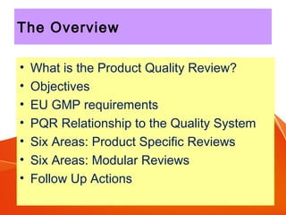 Product Quality Review (PQR) | PPT