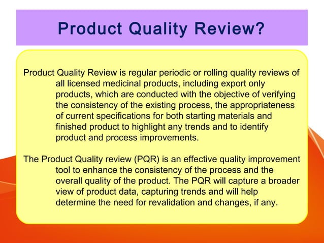 Product Quality Review (PQR) | PPT | Recalls | Consumer Issues