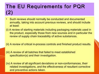 Product Quality Review (PQR) | PPT