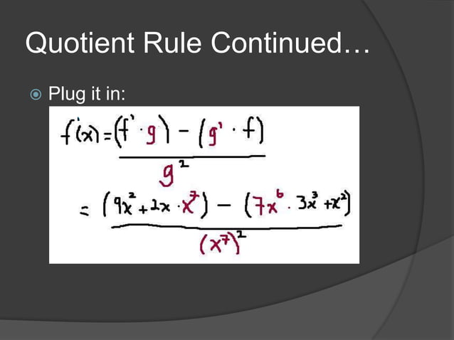 Product and Quotient Rule Show | PPT