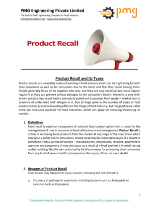 Product Recall and Its Types- Definition, Reason for Recall, Types, Food Withdrawal, Risk ...