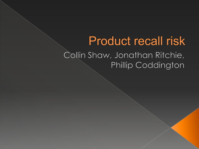 Product Recall Risk | PPT