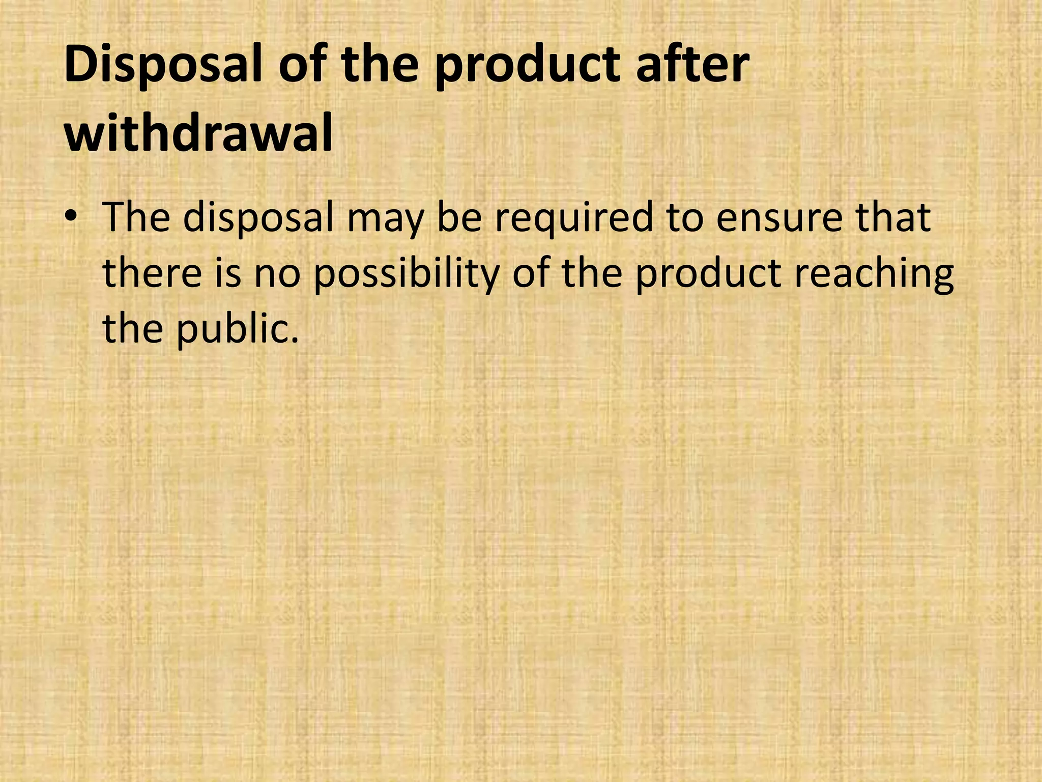 Product recall & withdrawal | PPTX