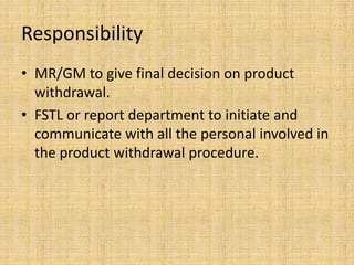 Product recall & withdrawal | PPTX