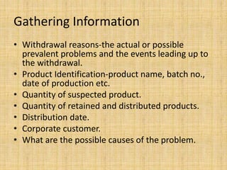 Product recall & withdrawal | PPTX