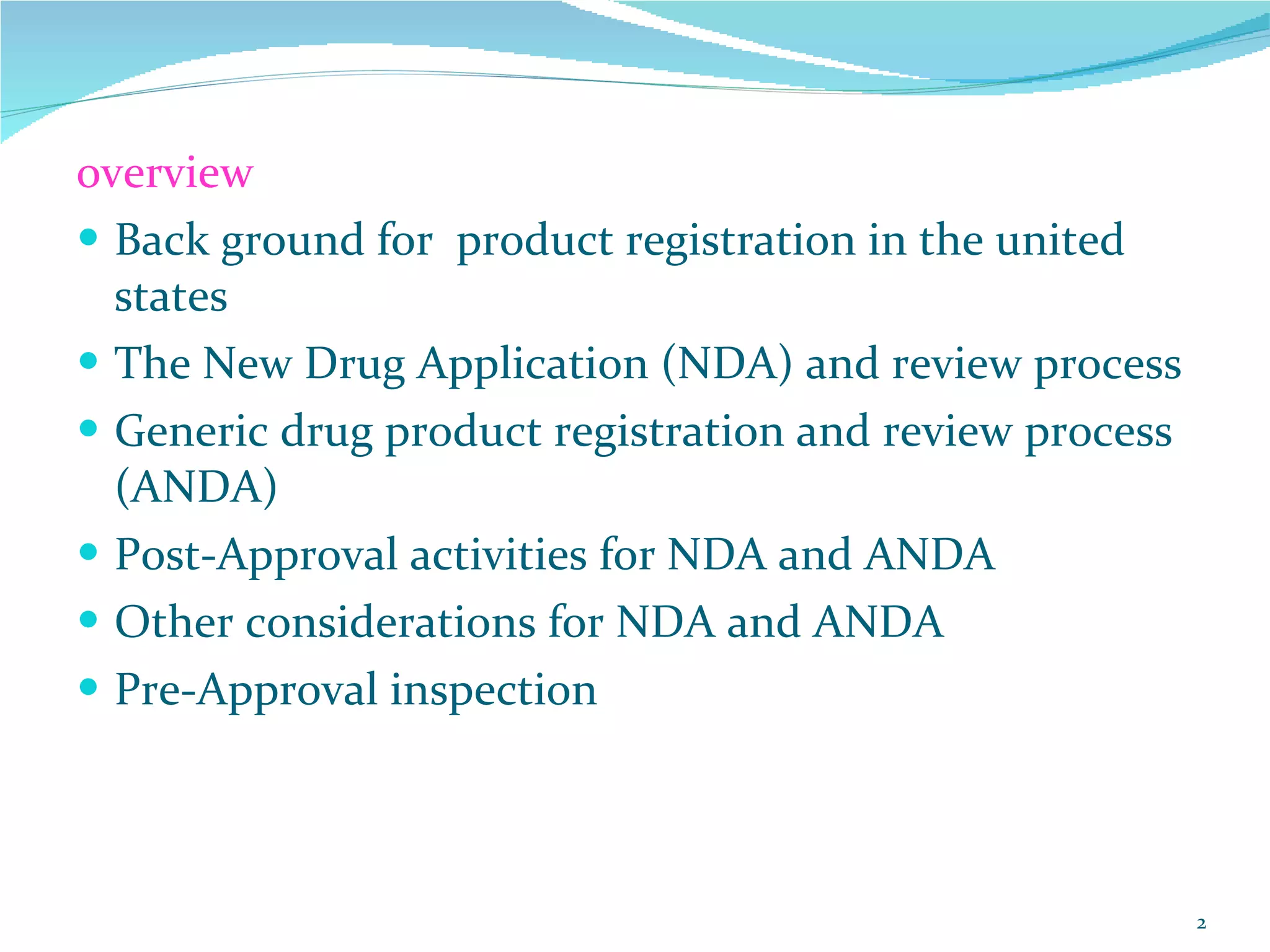 Product registration and drug approval process in us | PPT