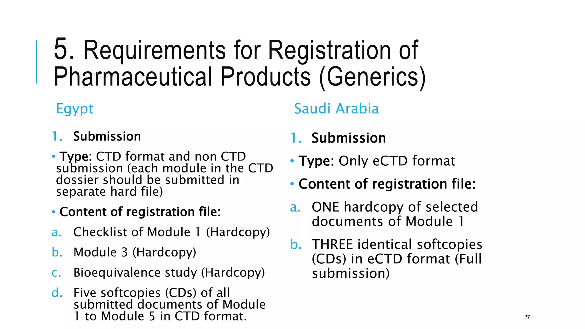 Generic Products Registration: Egypt vs Saudi Arabia | PPTX