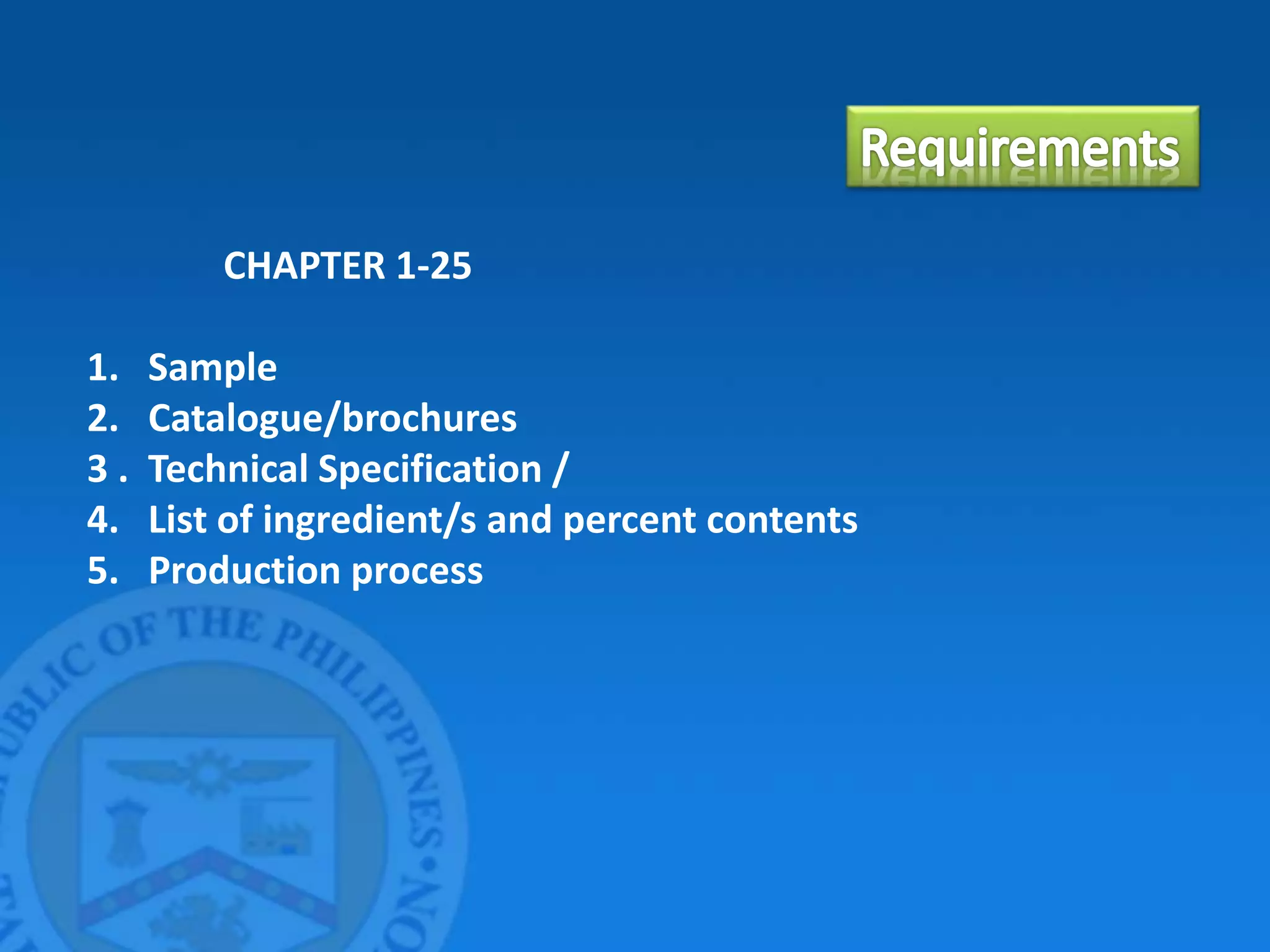 Product requirements tariff classification | PPT