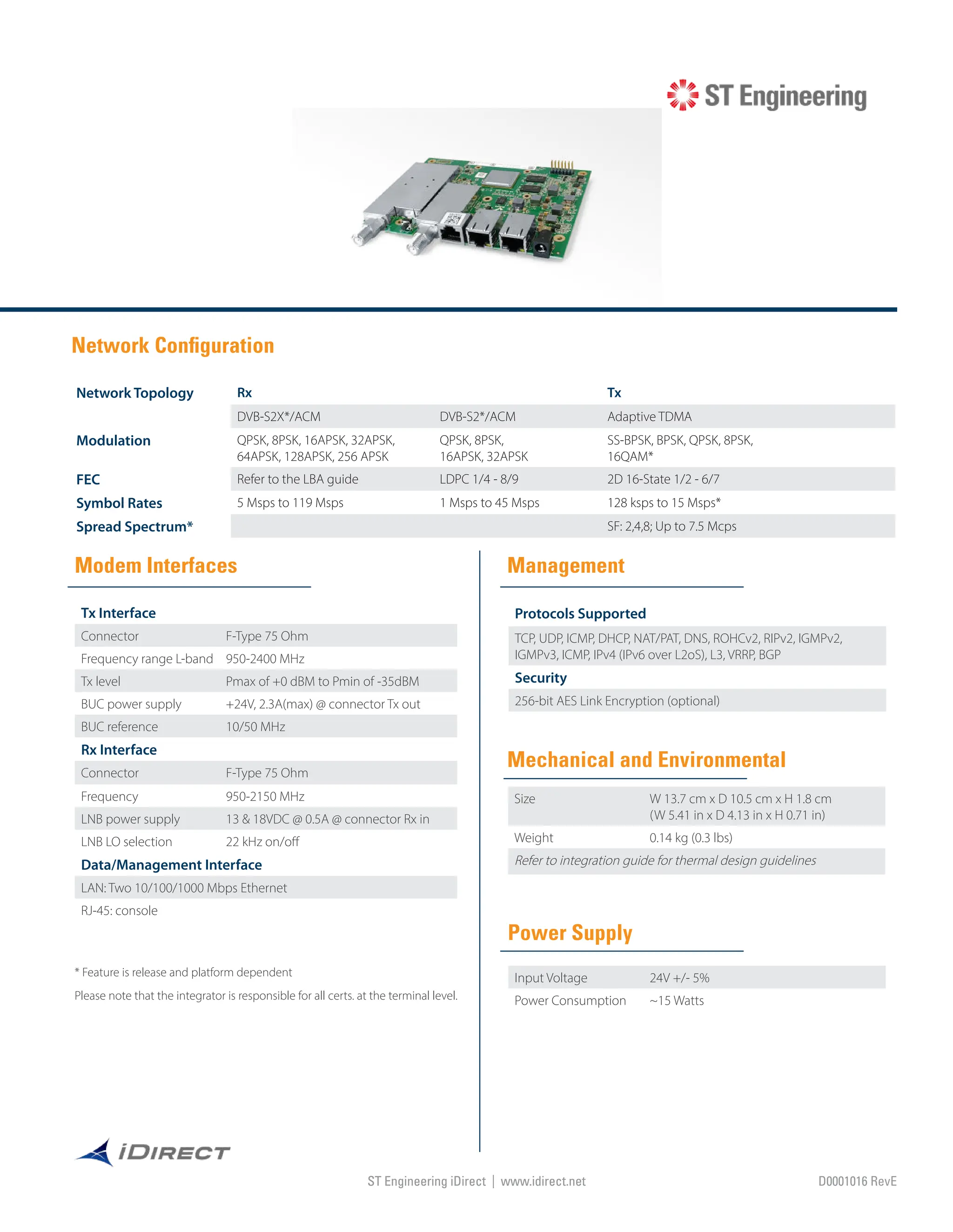 ProductSheet iQ200 Board Satellite Modem | PDF