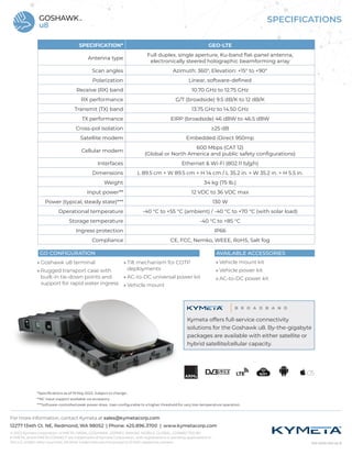 Product Sheet: Kymeta Goshawk u8 | PDF