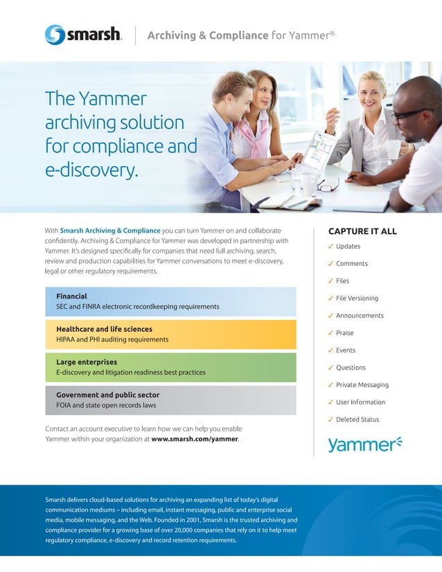 Archiving and Compliance for Yammer from Smarsh - Presented by Atidan | PDF