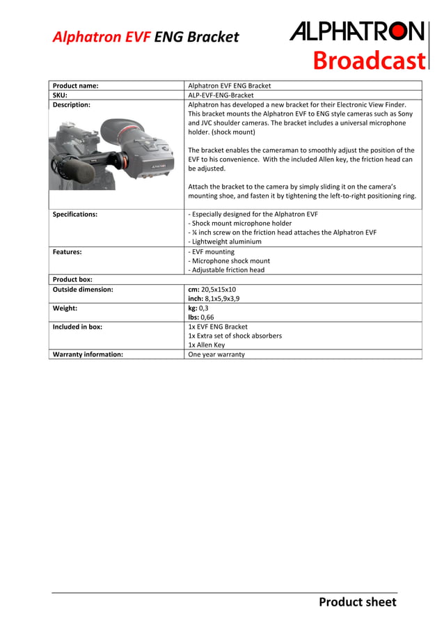 alphatron evf eng bracket | PDF