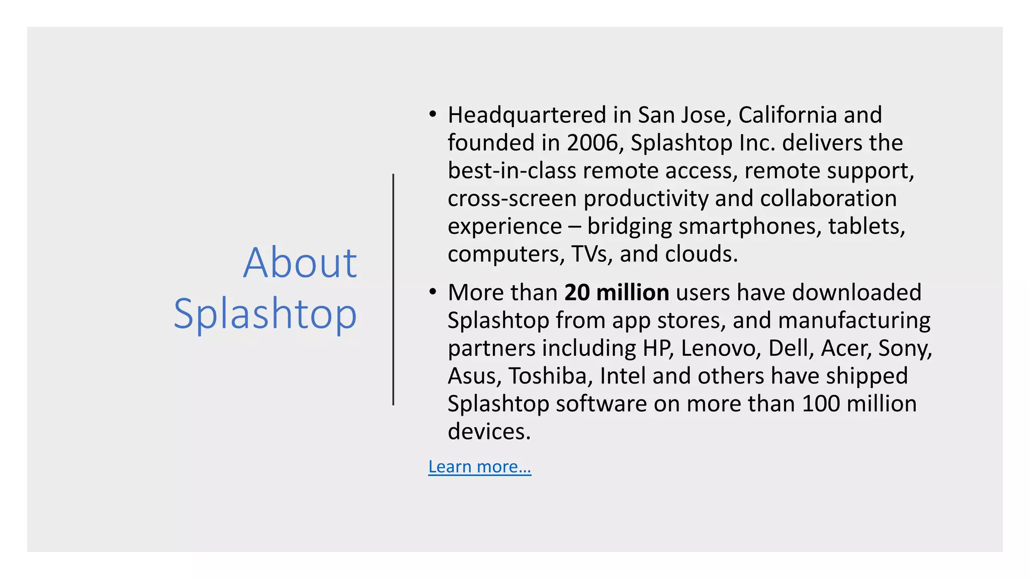 Splashtop Remote Support and SOS Products Overview | PPTX