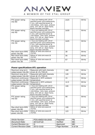 A Data Sheet Spec Sheet example with real Test Data | PDF | Digital ...