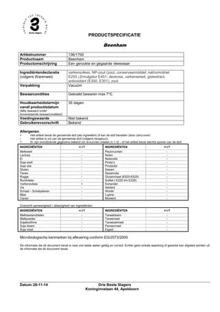 Productspecificatie dbs beenham | PDF