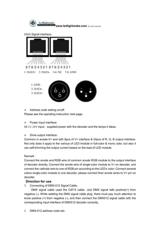 Product specifications of 24 channel led dmx decoder | PDF