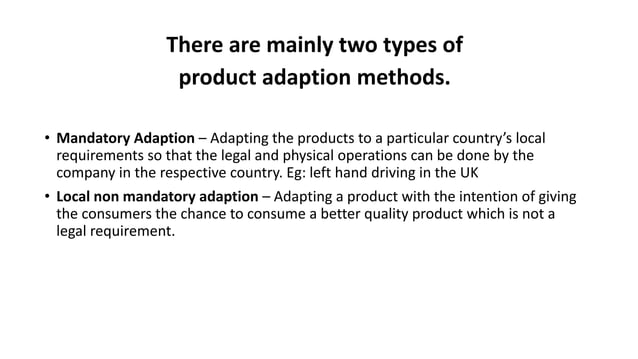 Product standardization vs adaptation Product standardization vs adaptation