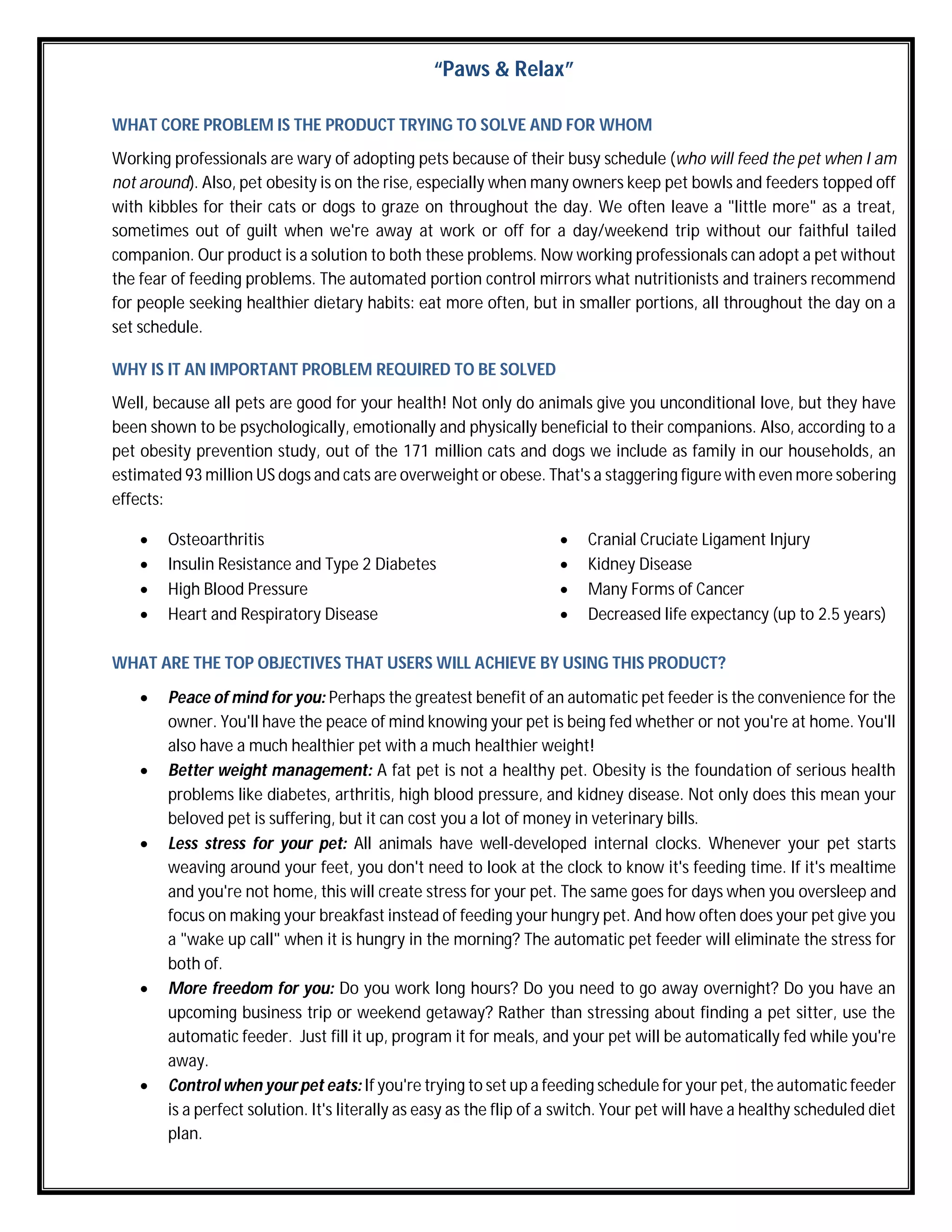 Product Strategy Report for Smart Feeder | PDF