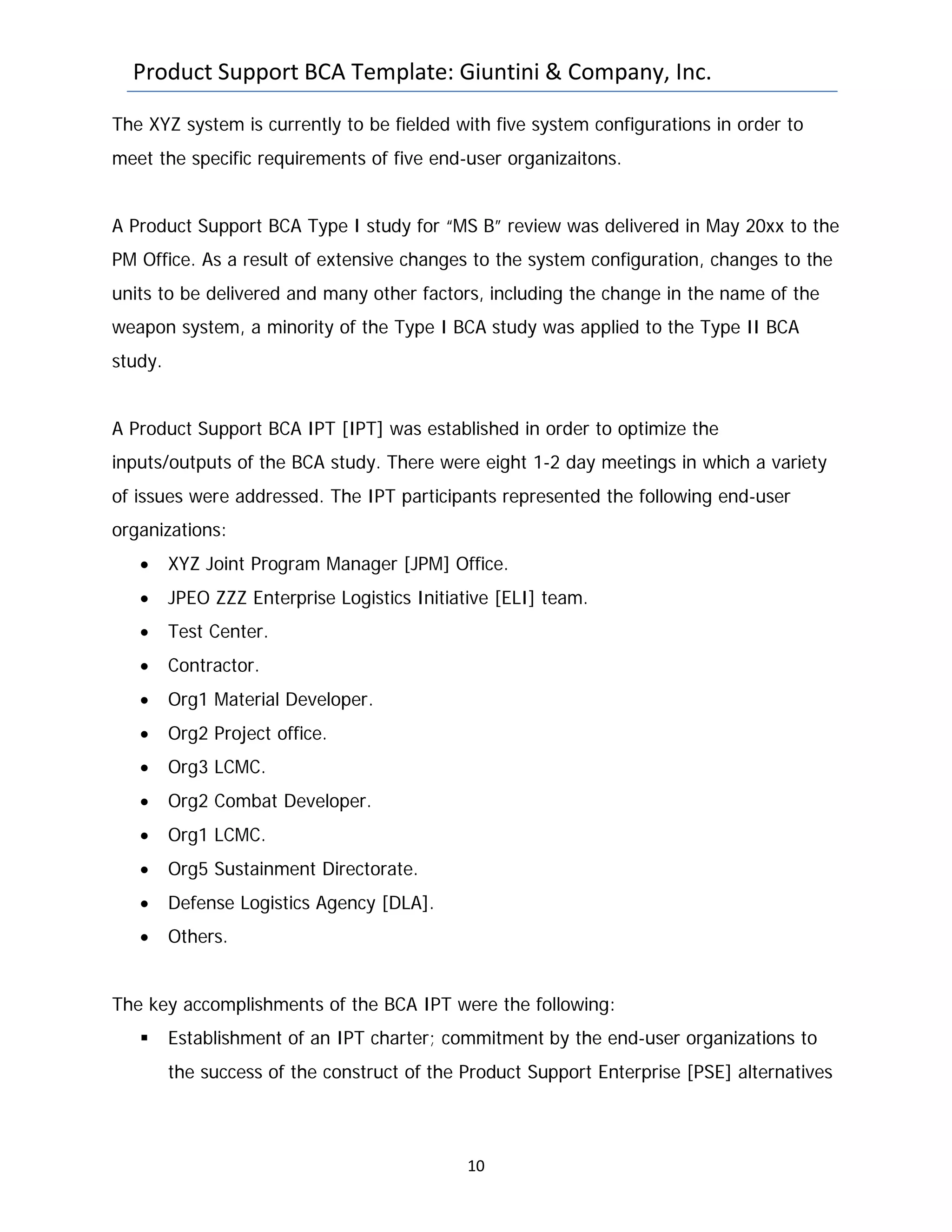 DoD Joint Weapons System Product Support Business Case Analysis Example ...