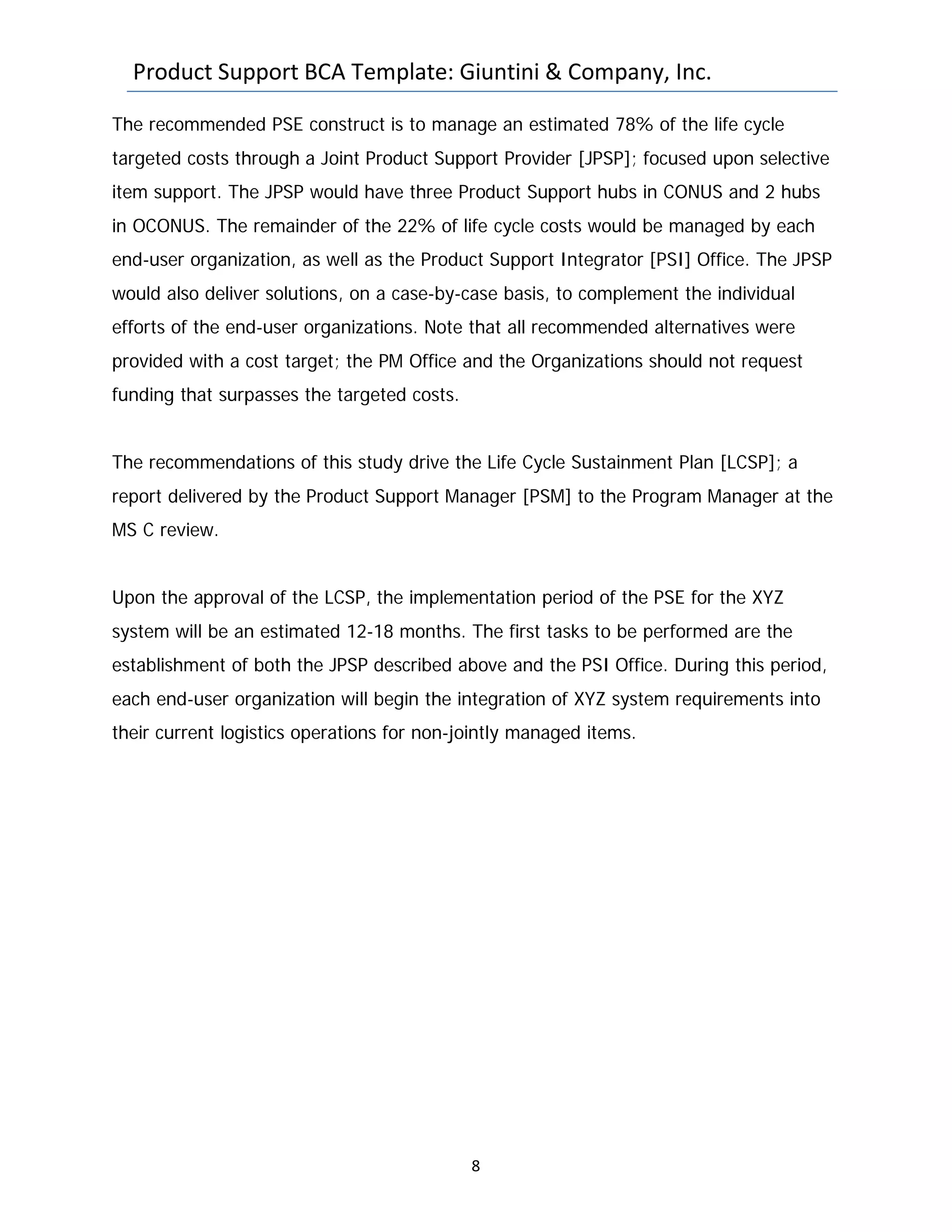 DoD Joint Weapons System Product Support Business Case Analysis Example ...