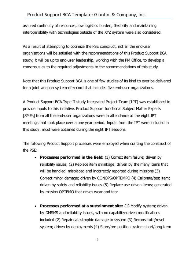 DoD Joint Weapons System Product Support Business Case Analysis Examp…