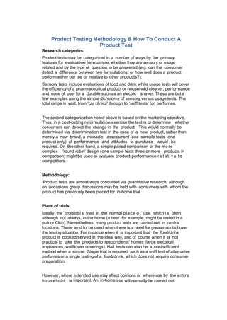 Product testing methodology & how to conduct a product test | PDF