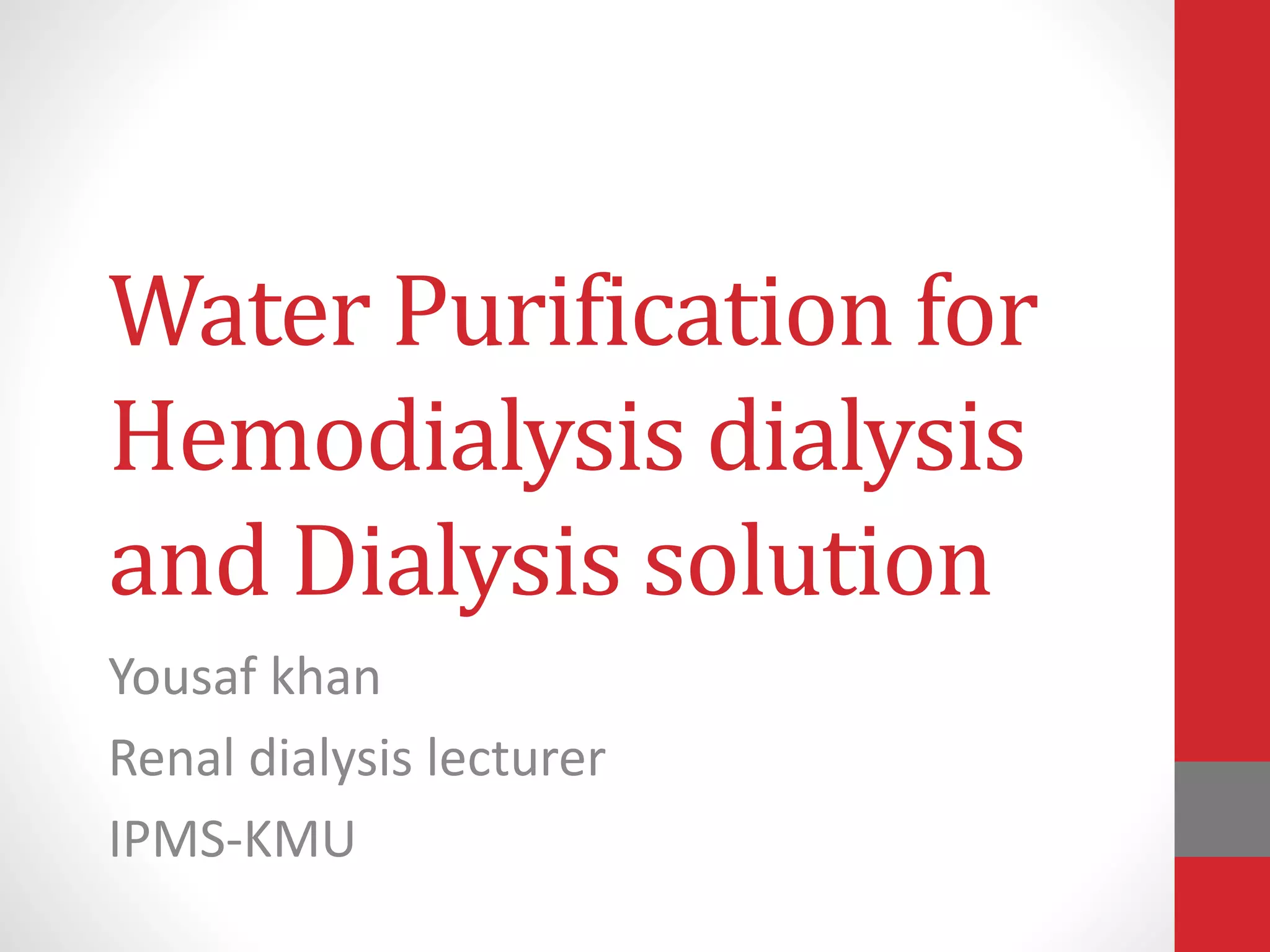 Product water and hemodialysis dialysis solution | PPTX
