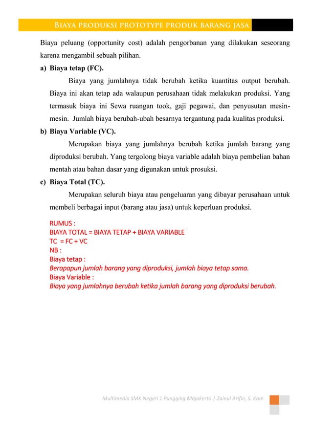 Produk kreatif dan kewirausahaan biaya produksi prototype produk barang ...