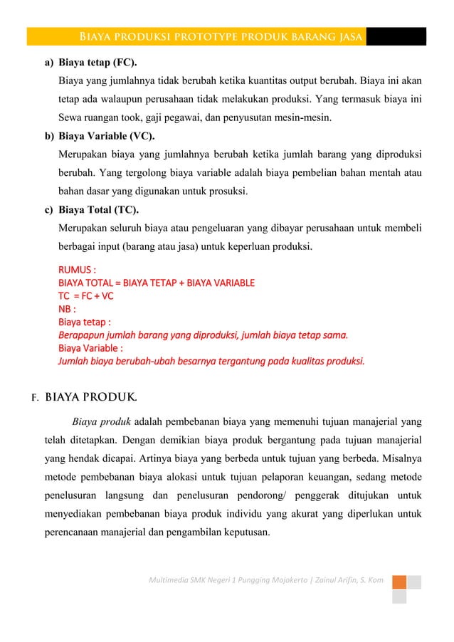 Produk kreatif dan kewirausahaan biaya produksi prototype produk barang ...