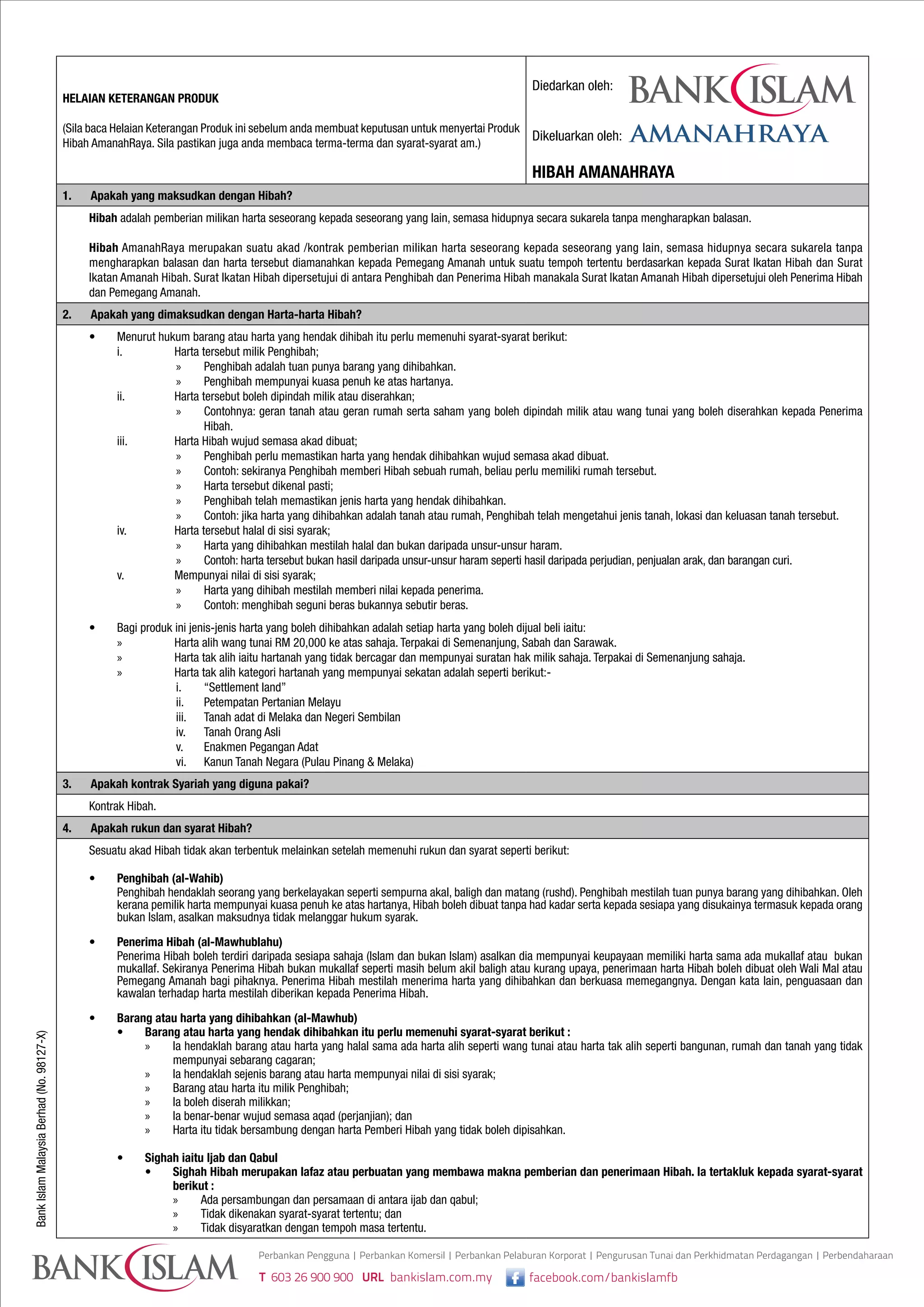 Produk SPI Hibah (Bank Islam Bhd) | PDF