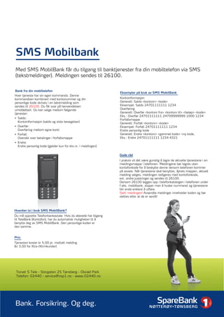 Produktark Sms Mobilbank Mod | PDF