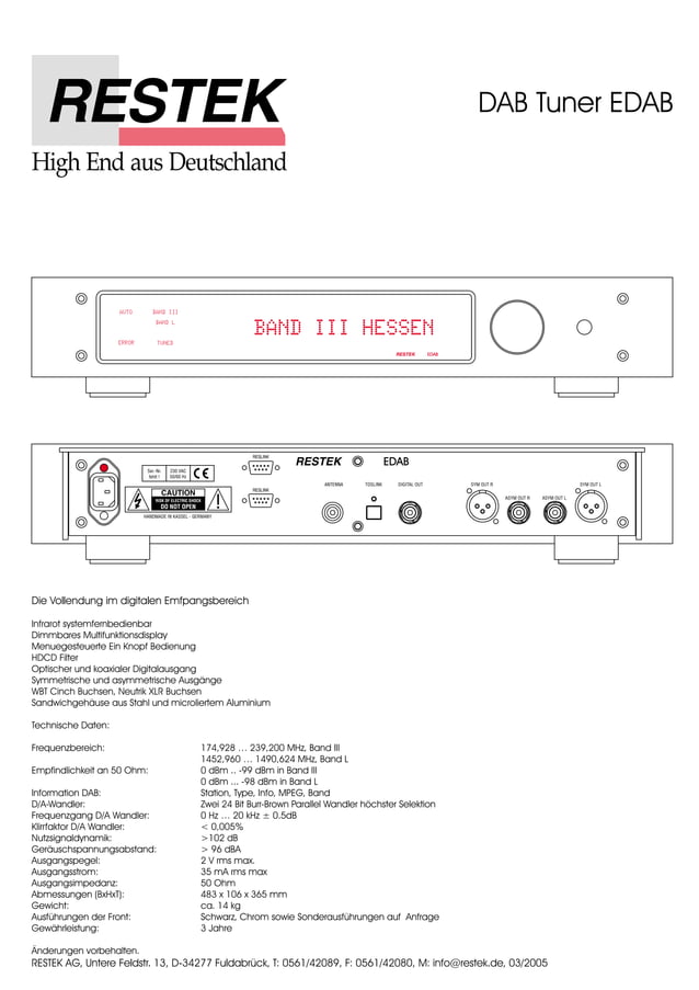 Produktblatt RESTEK EDAB Tuner | PDF