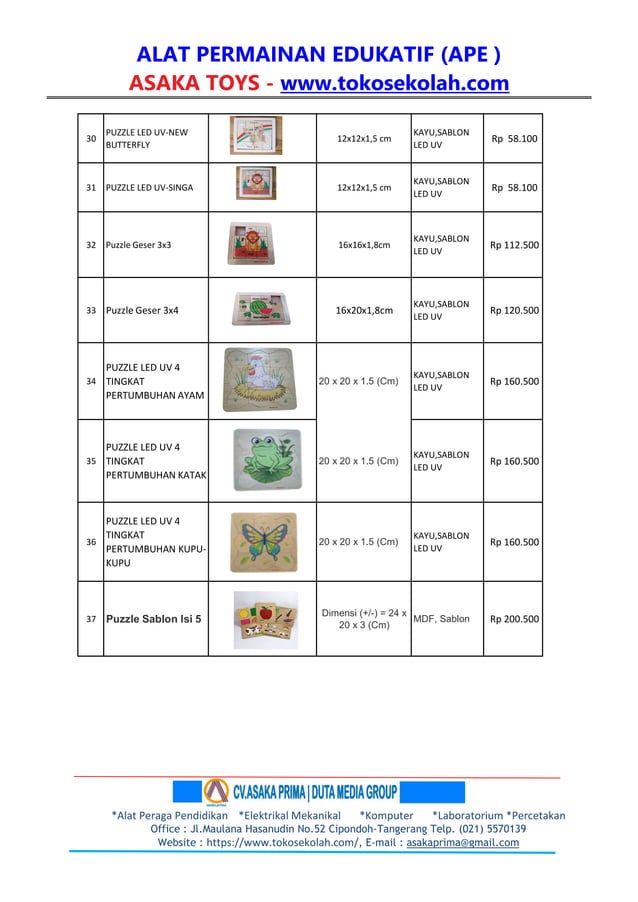 AsakaToys - Pusat Mainan dan Alat Peraga Edukatif APE | PDF